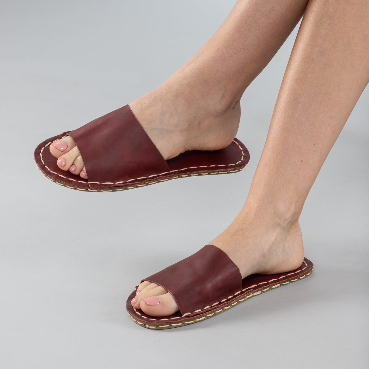 Women's Red Barefoot Slide Sandals - Atlantis Handmade Shoes – Atlantis ...