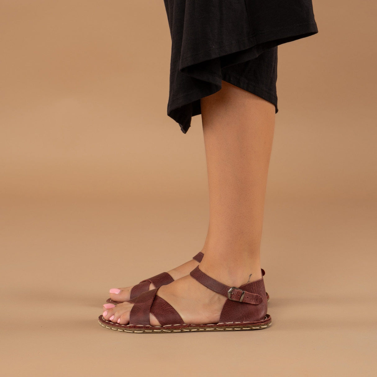 Women's Red Criss-Cross Barefoot Sandals - Atlantis Handmade Shoes ...