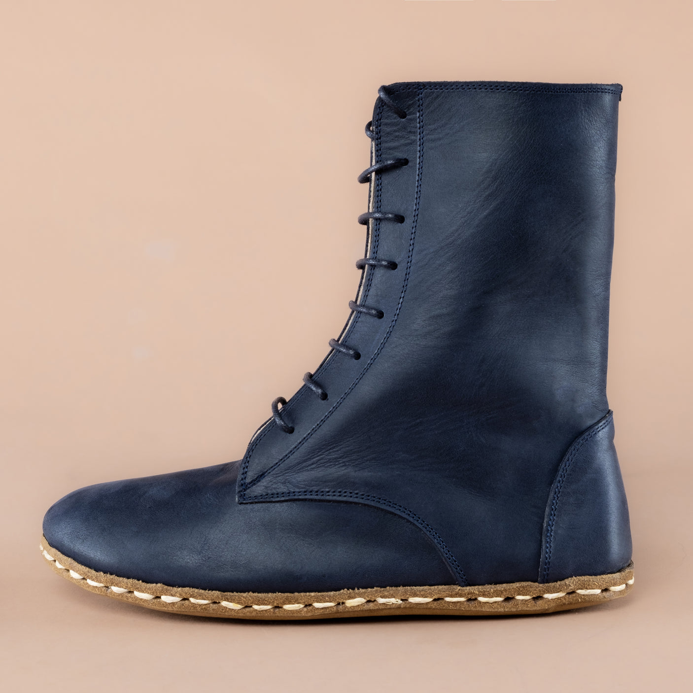 Women's Blue Barefoot High Ankle Boots - Atantis Handmade Shoes ...