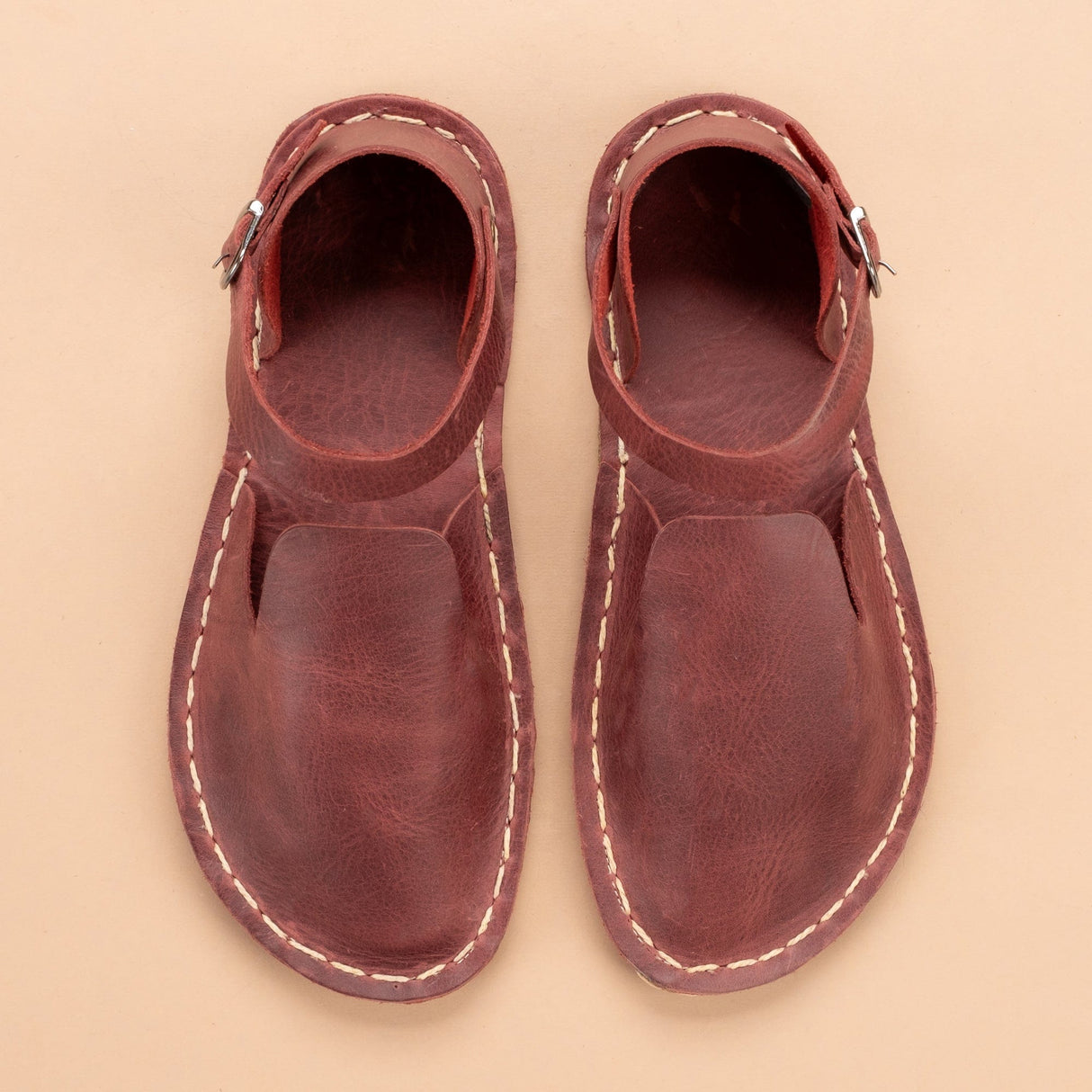 Women's Closed Toe Red Barefoot Sandals - Atlantis Handmade Shoes ...