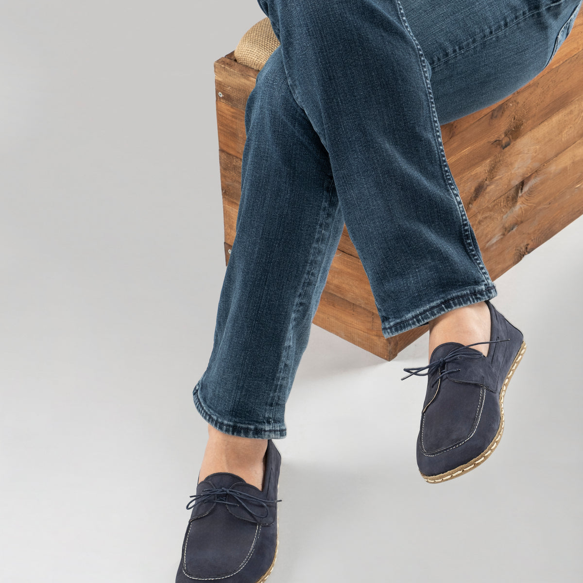 Women's Navy Nubuck Dock Shoes - Atlantis Handmade Shoes – Atlantis ...