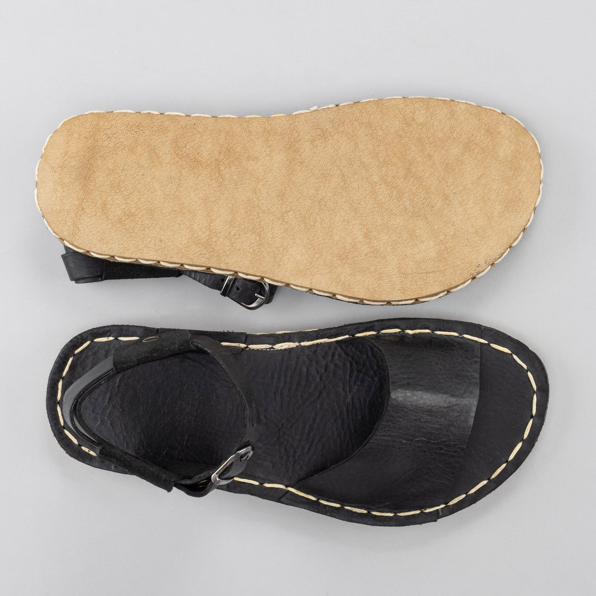 Women's Opened Toe Black Barefoot Sandals - Atlantis Handmade Shoes ...