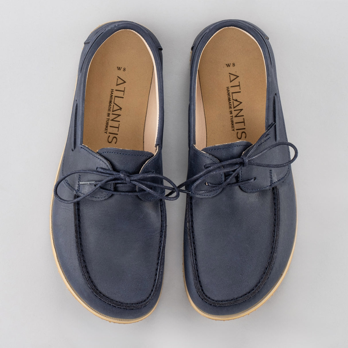 Men's Blue Boat Shoes - Turkish Handmade Barefoot Shoes – Atlantis ...