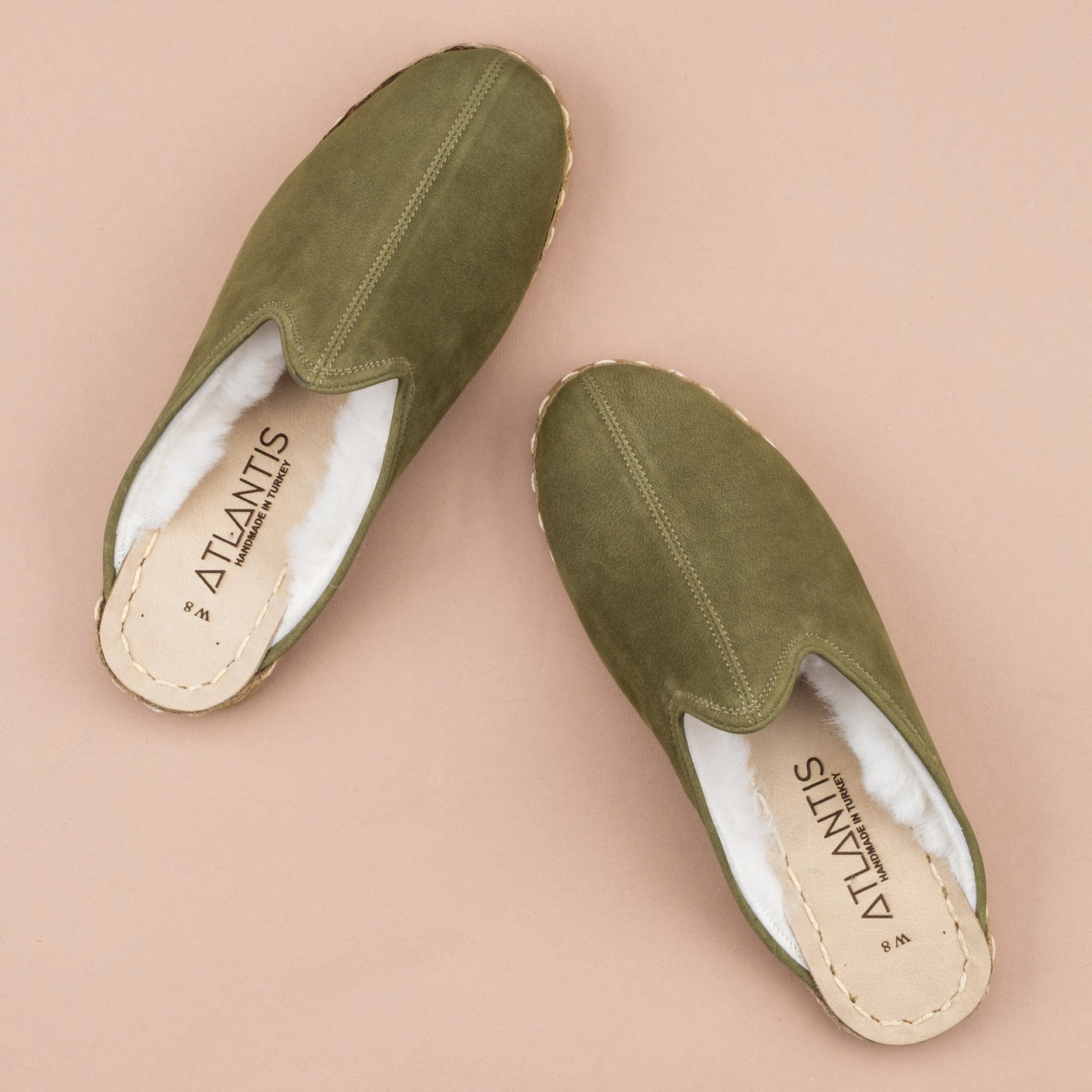 Olive Shearlings - Turkish Slippers for Women : Atlantis Shoes ...