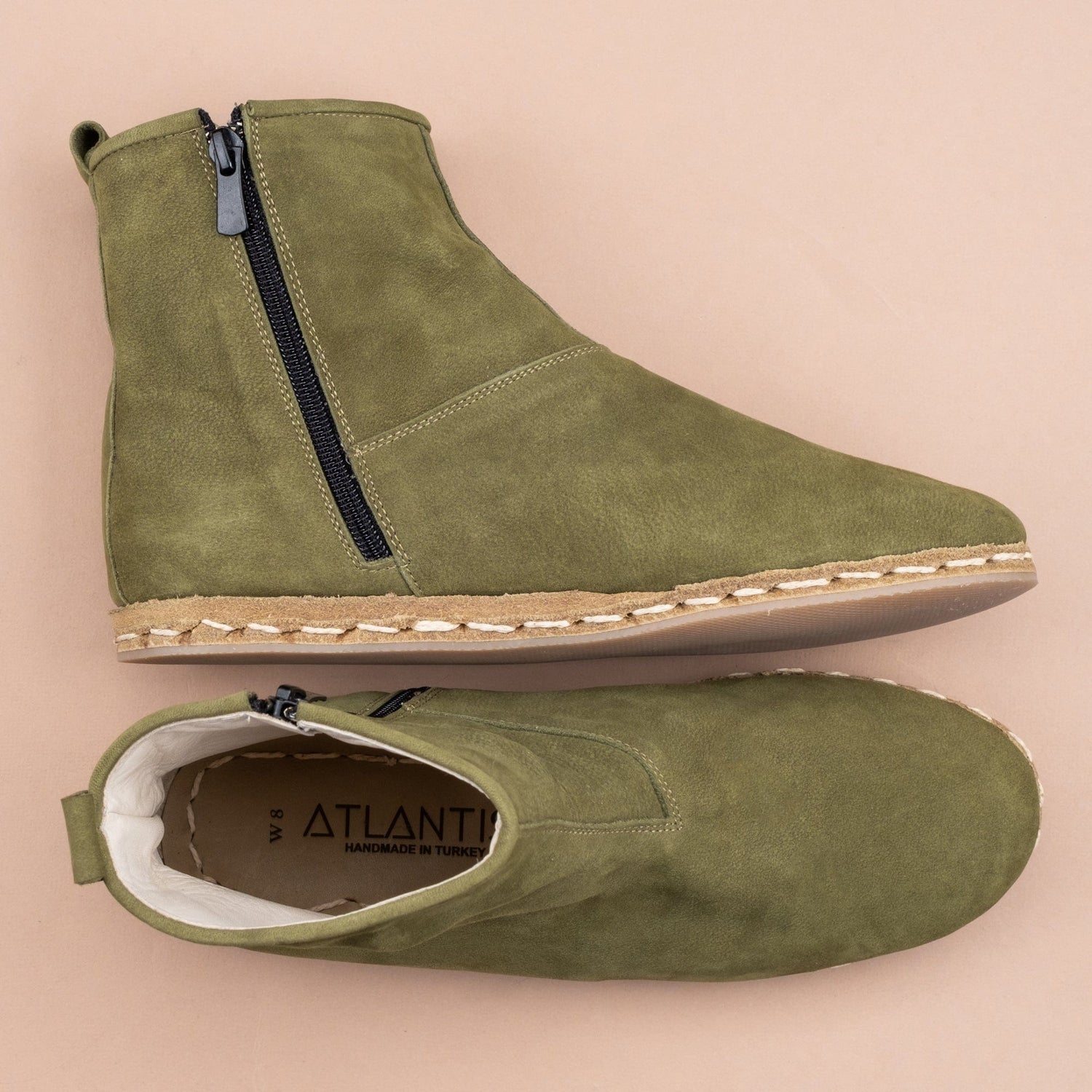 Men's Olive Boots - Turkish Boots for Men : Atlantis Handmade Shoes ...