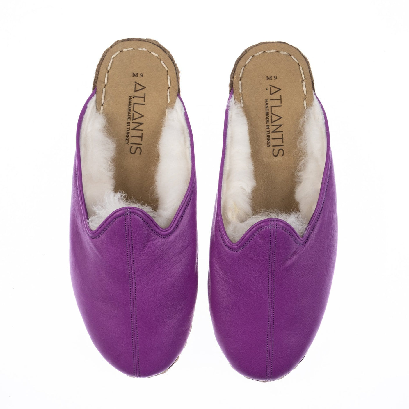 Purple Shearling Slippers for Women : Atlantis Handmade Shoes ...