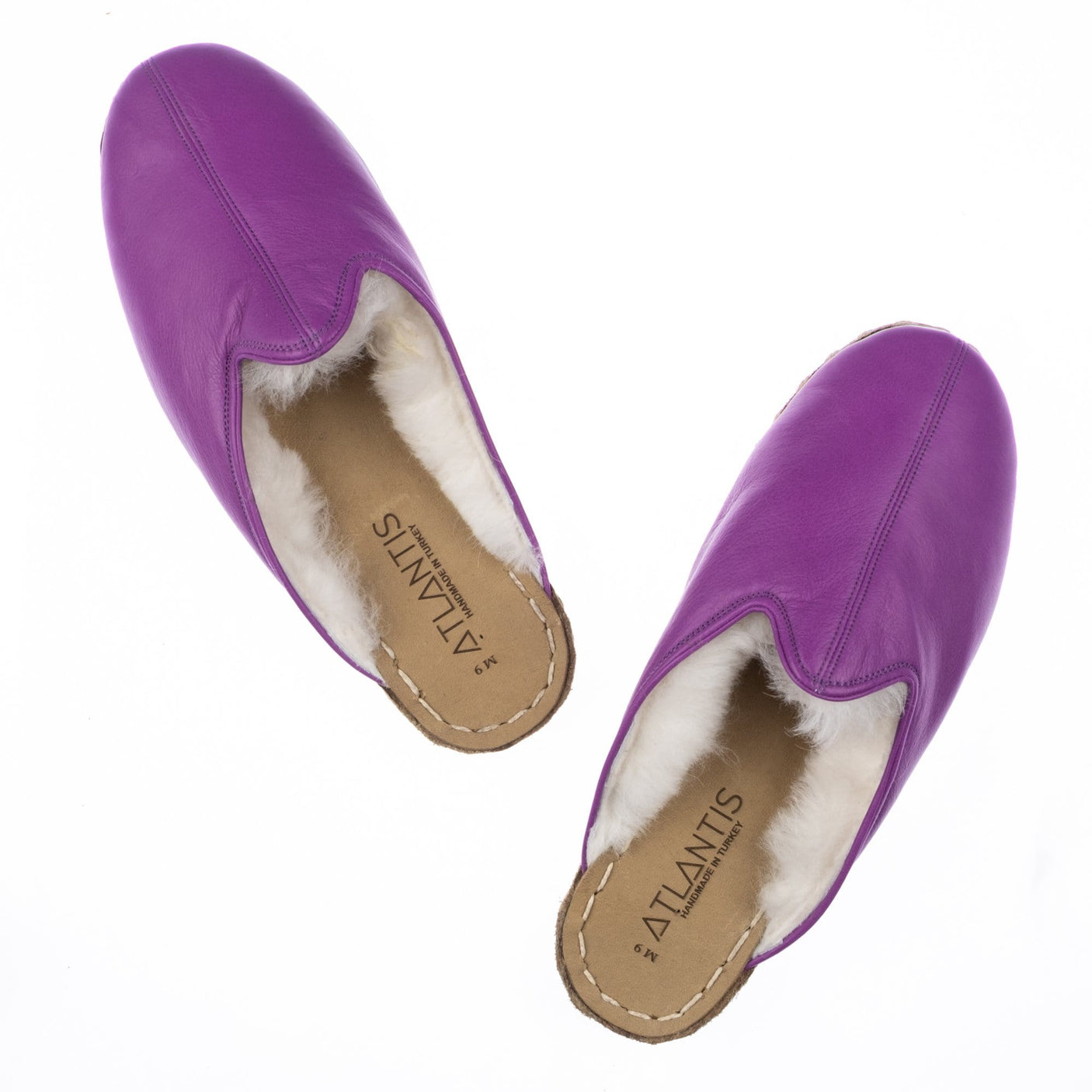 Purple Shearling Slippers for Women : Atlantis Handmade Shoes ...