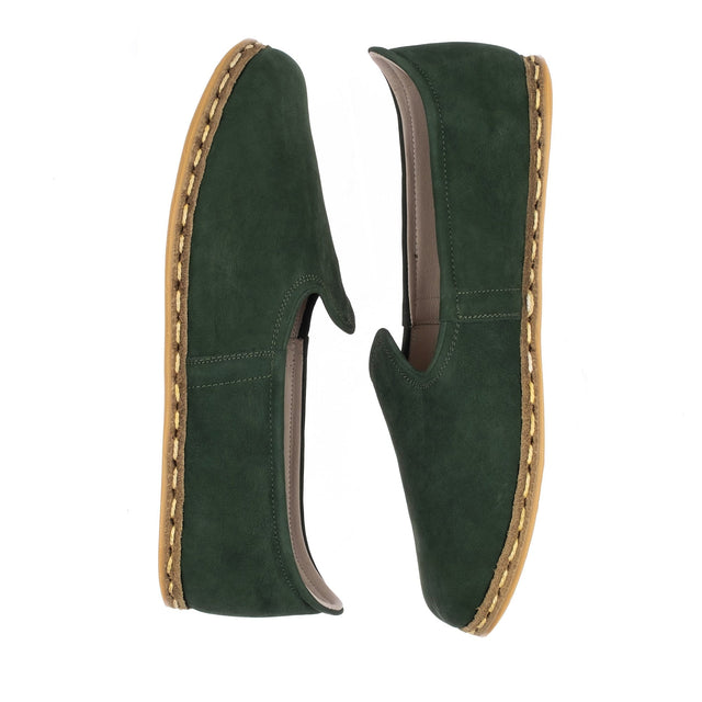 Men's Green Nubucks - Turkish Slip-Ons for Men : Atlantis Handmade ...